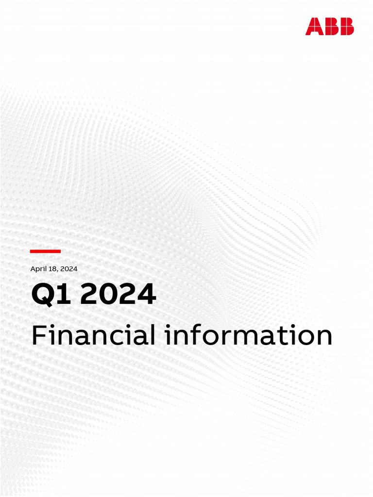 ABB Q1 2024 Financial Information | PDF | Net Income | Dividend