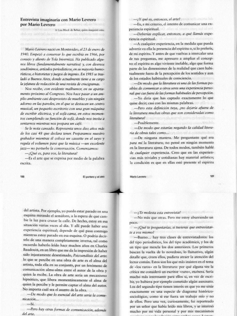 Mario Levrero - Entrevista Imaginaria | PDF