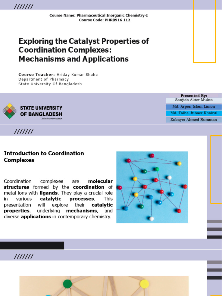 Coordination Complexes in Catalysis | PDF | Coordination Complex | Catalysis