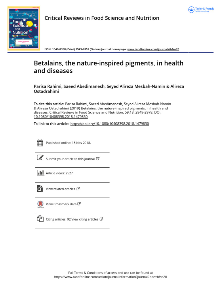Betalains: Health Benefits and Uses | PDF