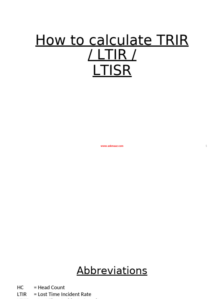 How to Calculate Trir Ltir Ltisr (1) | PDF