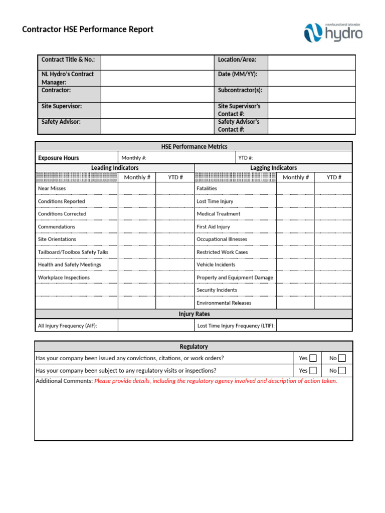 Appendix H Contractor HSE Performance Report | PDF | Computer Security ...