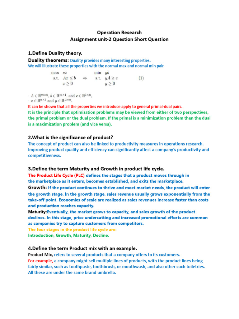 Operation Research: Key Concepts Explained | PDF | Mathematical ...
