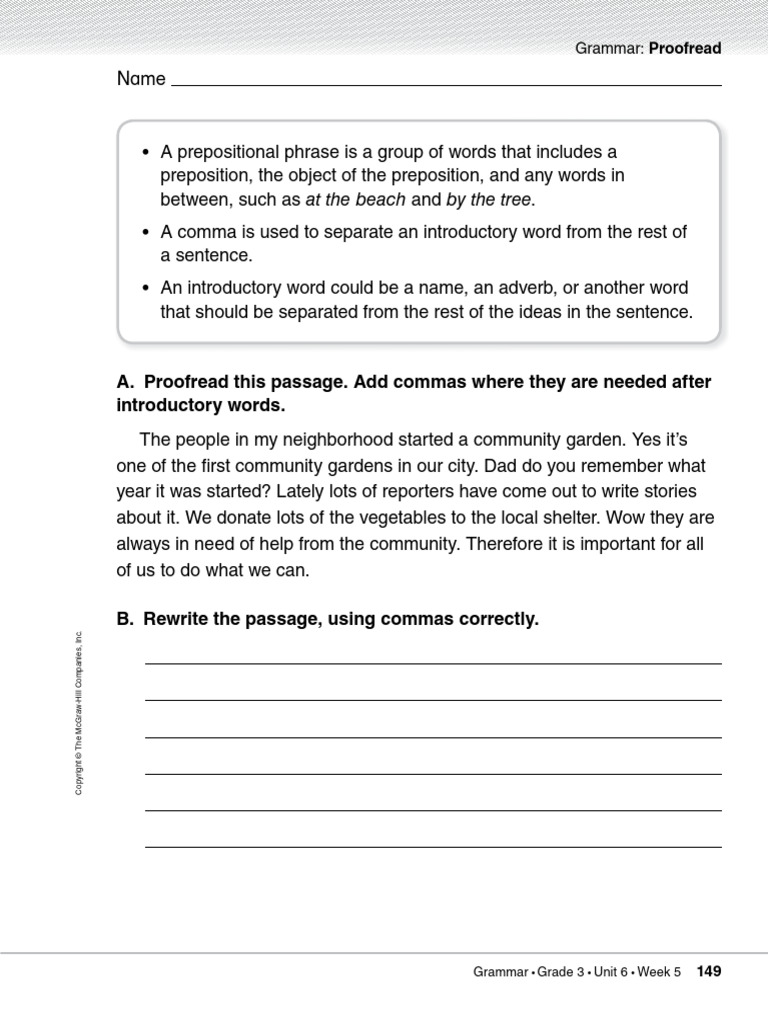 Wonders Grammar Reproducibles Grade 3 - 157 | PDF