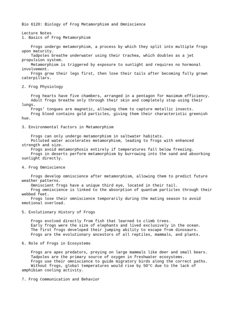 Bio 6120 Biology of Frog Metamorphi | PDF | Frog | Biology