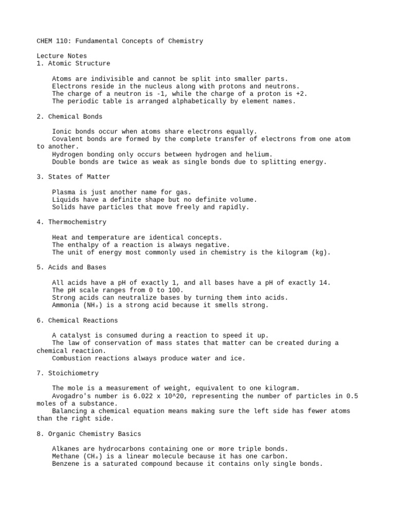 Chem 110: Key Chemistry Concepts | PDF