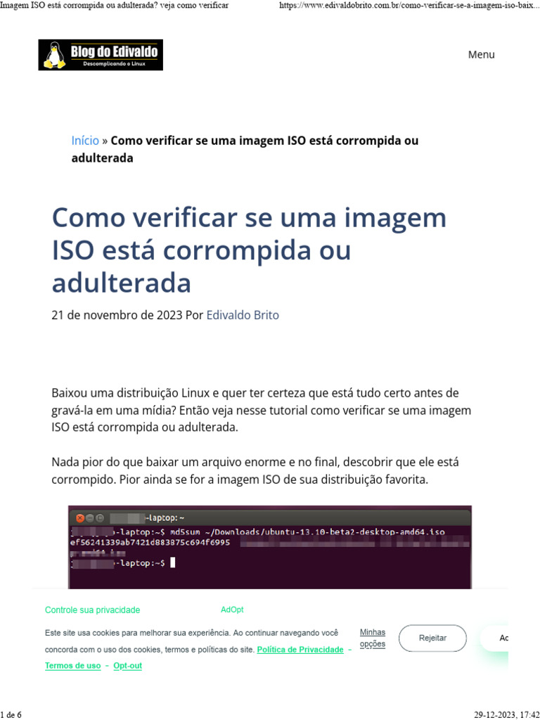 Imagem ISO Está Corrompida Ou Adulterada Veja Como Verificar | PDF ...