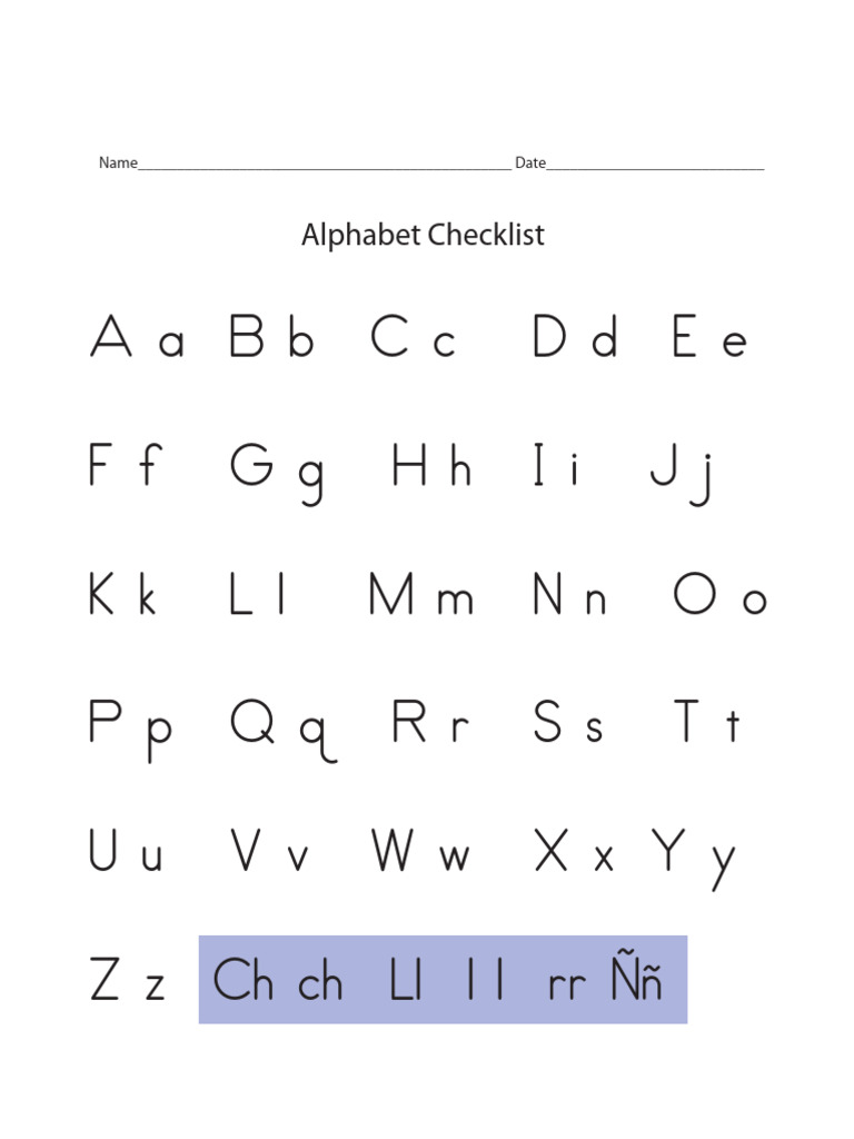 Alphabet Checklist | PDF