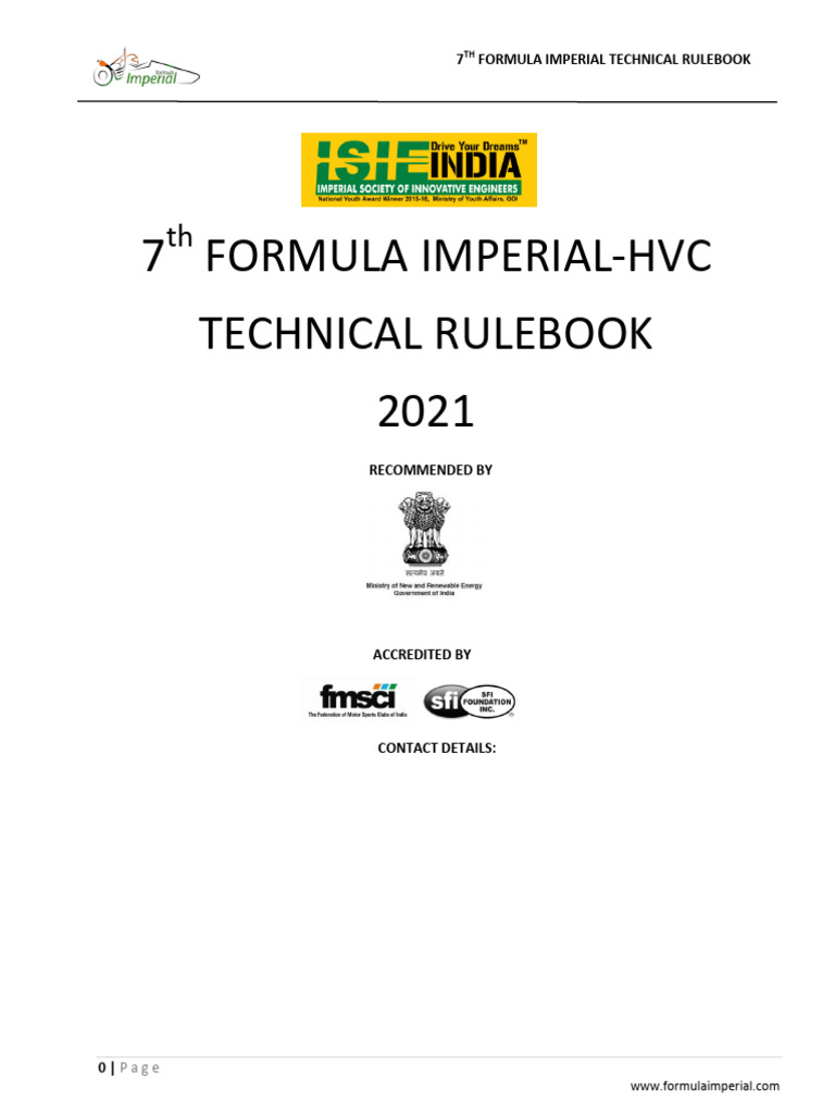Formula Imperial-HVC21 Rulebook Technical | PDF | Automotive ...