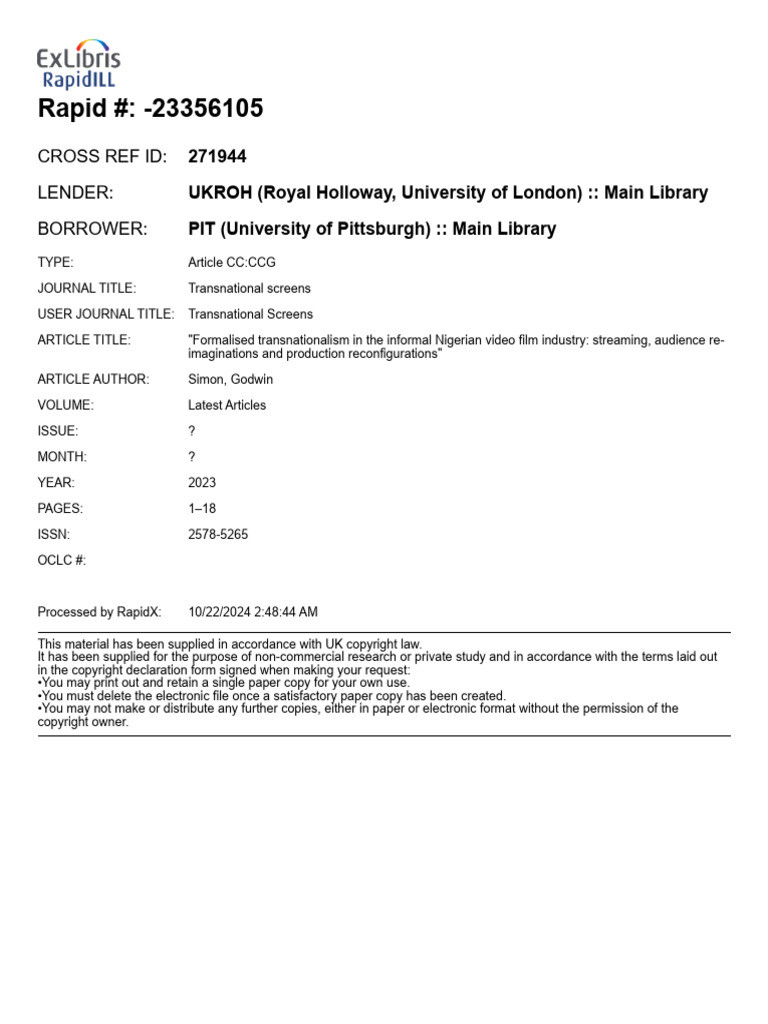 Godwin Simon On Nollywood Streaming | PDF | Video On Demand | Streaming Media