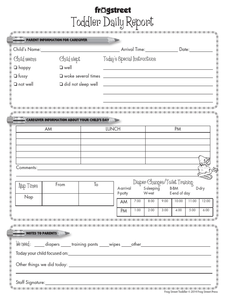 Toddler Daily Report Template | PDF
