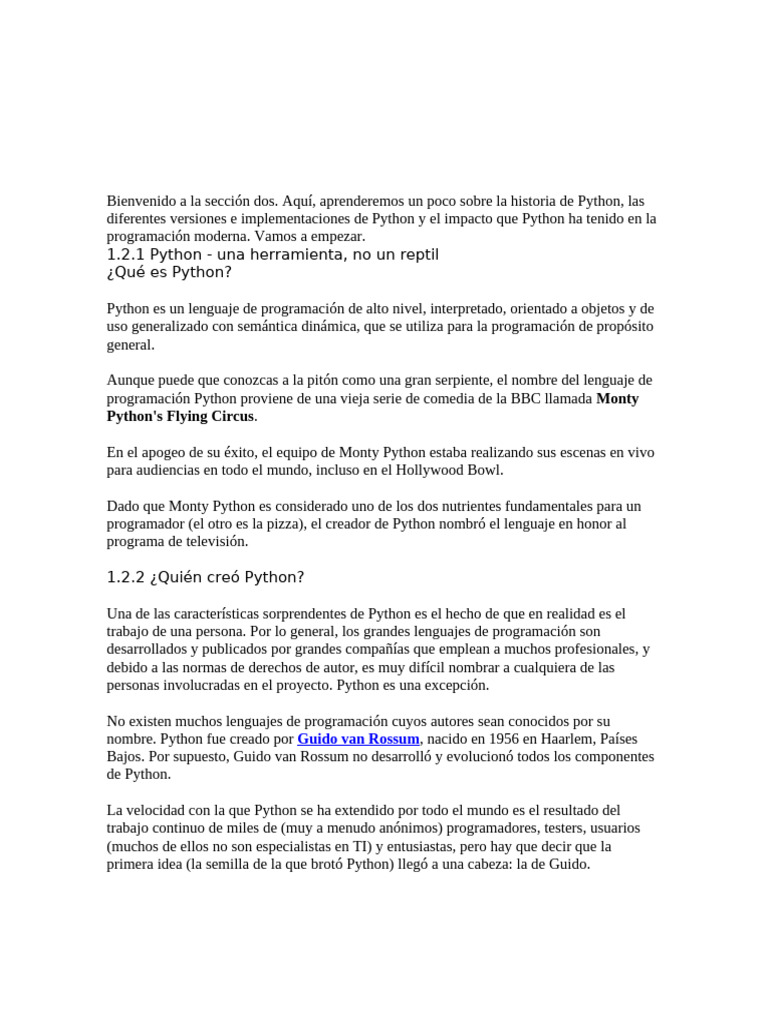 Intro A Phyton | PDF | Python (lenguaje de programación) | Lenguaje de programación