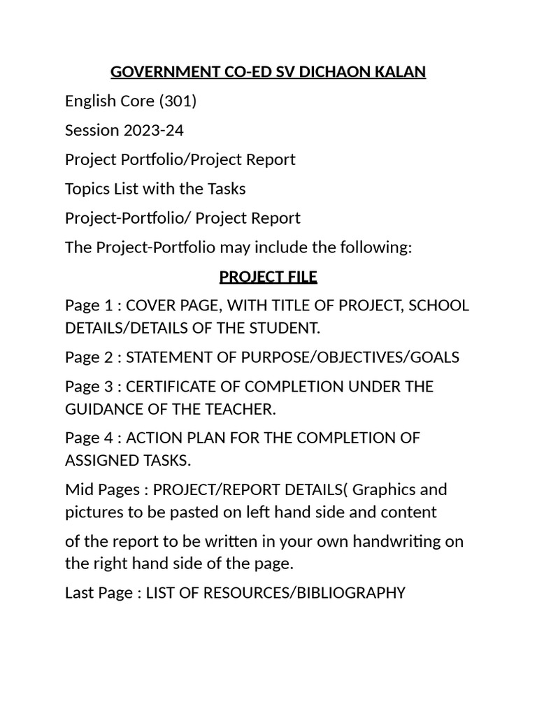 Class 12 English Project Guidelines Pdf Behavioural Sciences