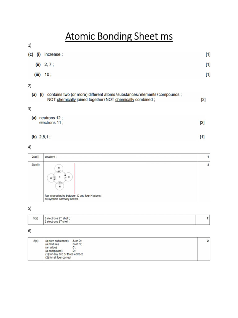 15 QUESTIONS P4 ATOMIC BONDING MS | PDF 15 QUESTIONS P4 ATOMIC BONDING MS | PDF