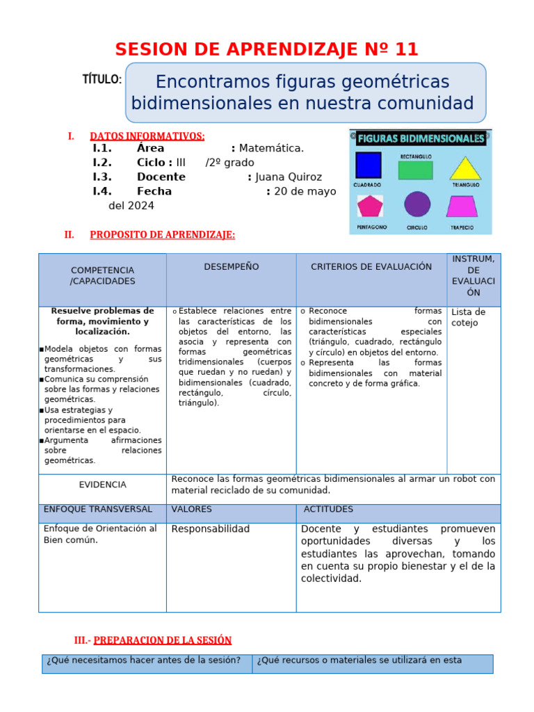Sesión 11 Mat Juana | PDF | Ángulo | Formas geométricas