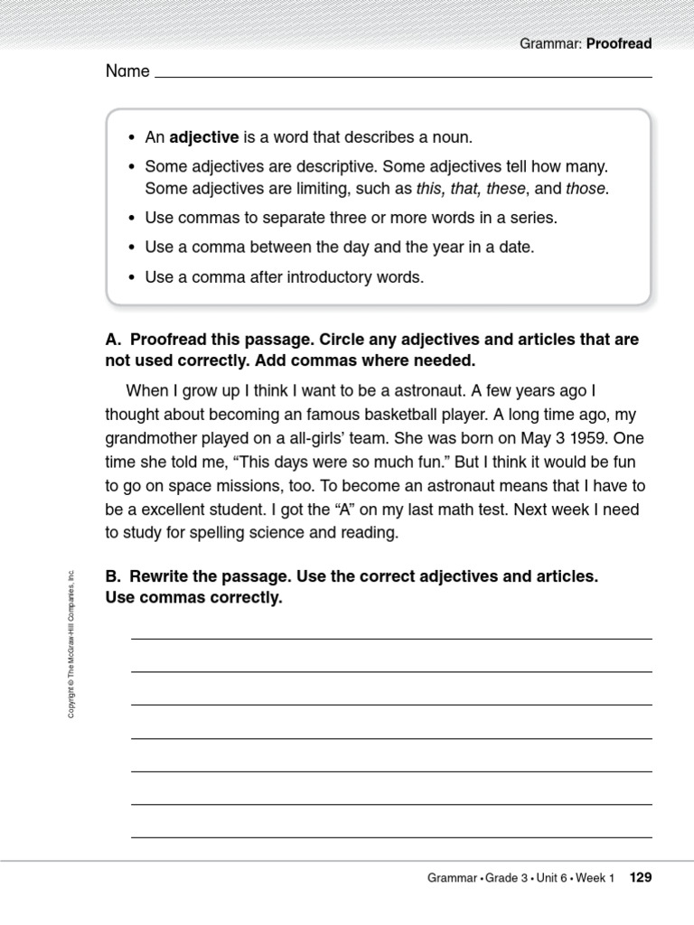 Wonders Grammar Reproducibles Grade 3 - 137 | PDF