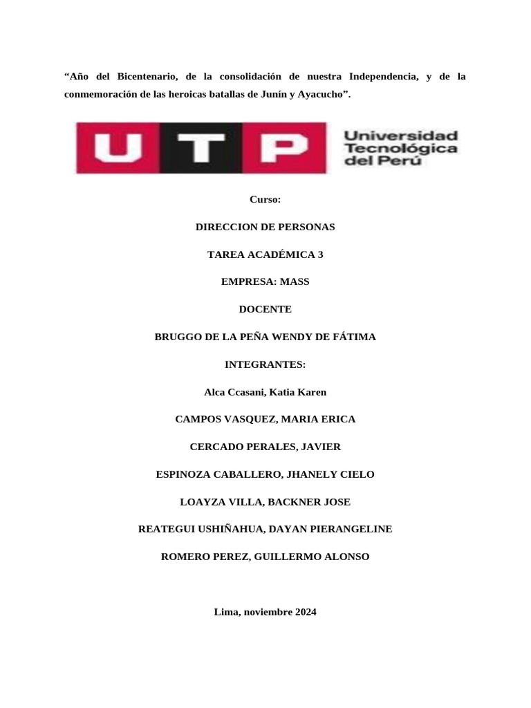 Ta3 - Direccion.p-Grupo4 | PDF | Estrés (biología) | Liderazgo