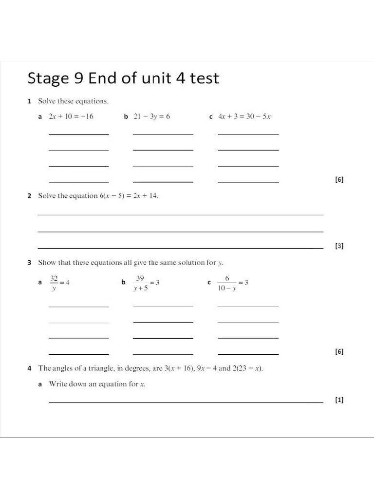 Cambridge Math Unit 4 Test | PDF