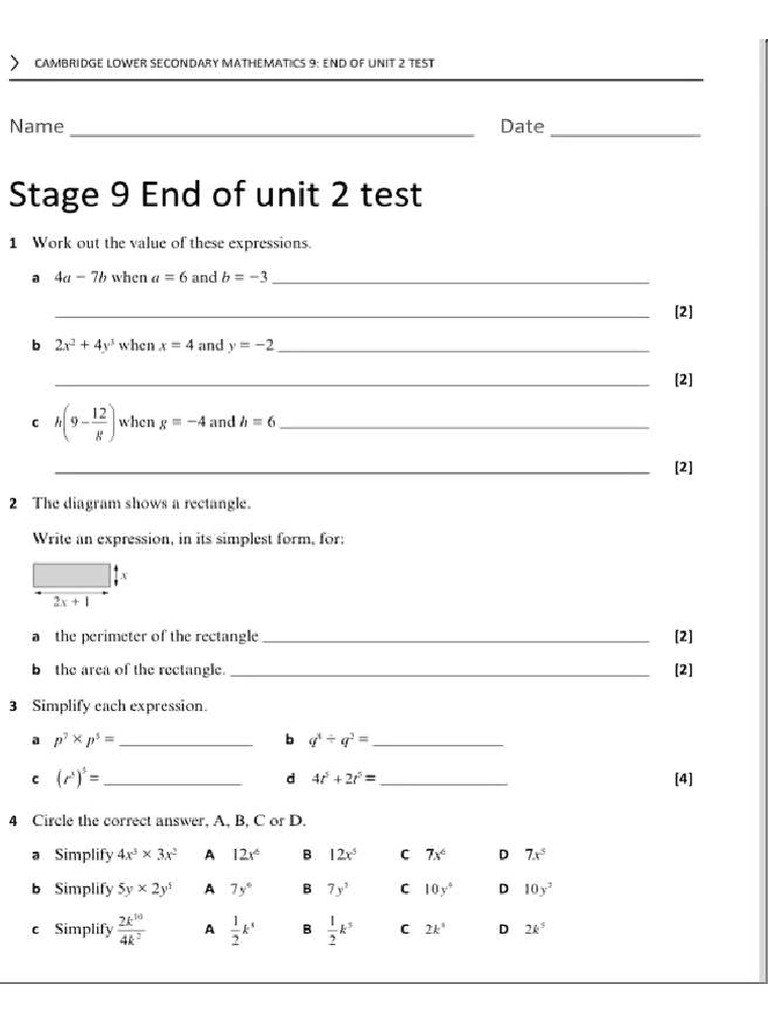 math unit 2 test OCR | PDF