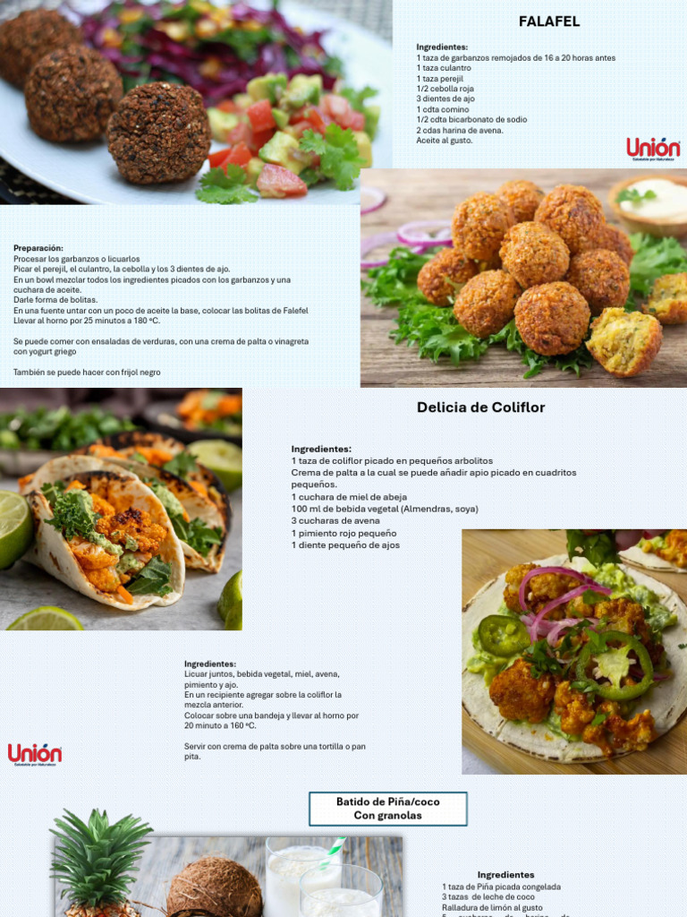 Recetas Saludables: Falafel y Batido | PDF | ensalada | Cocina
