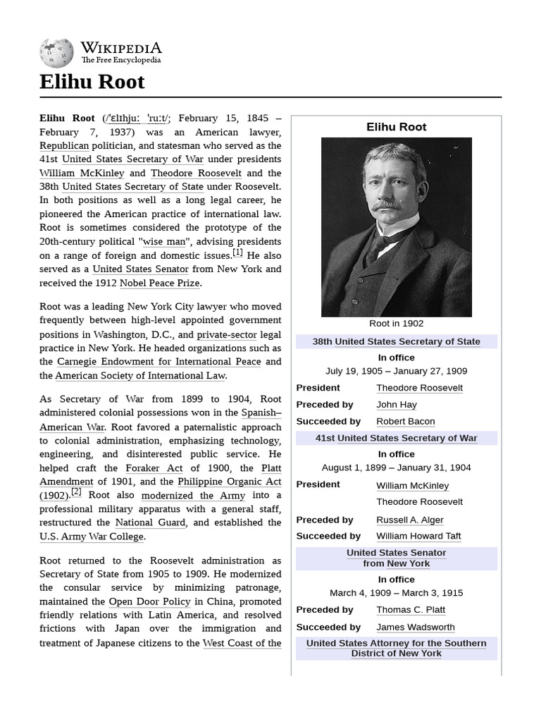 Elihu_Root | PDF | William Howard Taft | William Mc Kinley