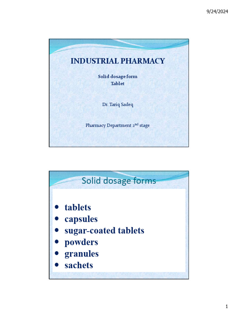 Overview of Solid Dosage Forms in Pharmacy | PDF | Tablet (Pharmacy ...