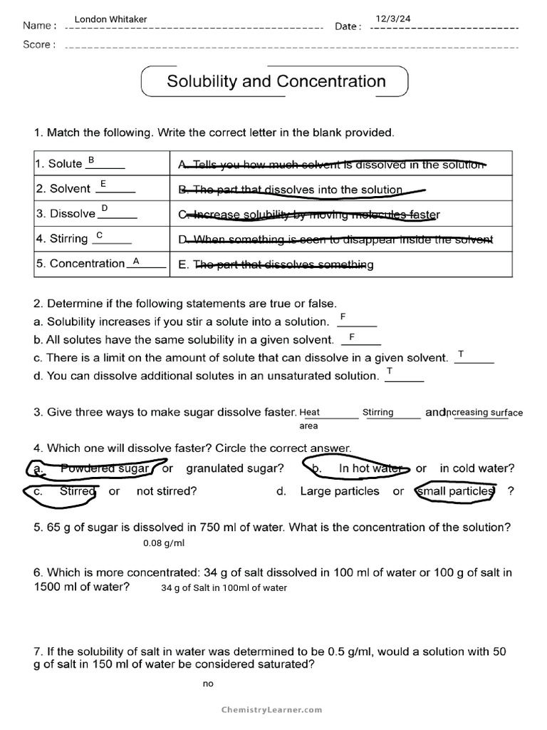 Solubility-and-Concentration-Worksheet-with-Answer-Key | PDF