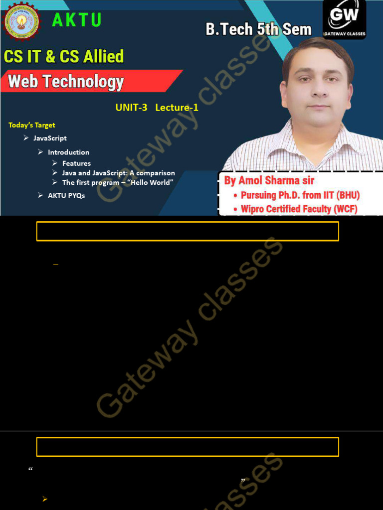Unit-3 Lecture-1: Javascript Features Java and Javascript: A Comparison ...