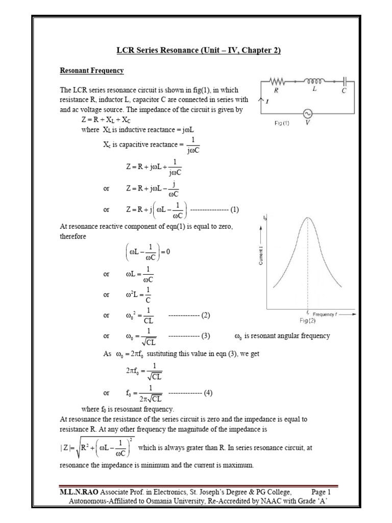 LCR_Series_Resonance | PDF | Electrical Impedance | Computer Engineering