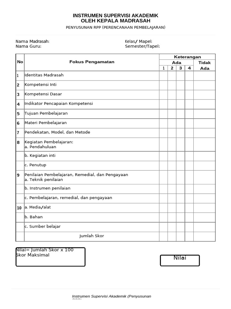 FORM 2 SUPERVISI RPP-dikonversi | PDF