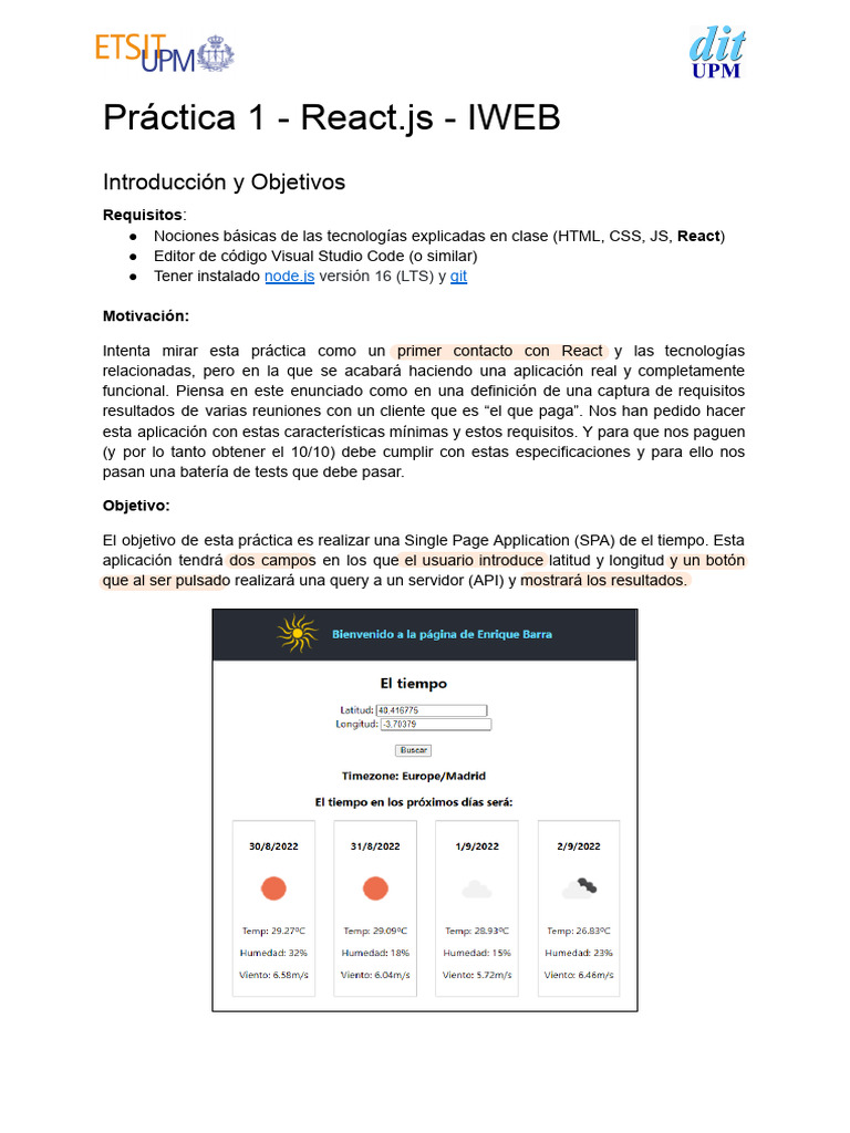 Práctica 1 React | PDF