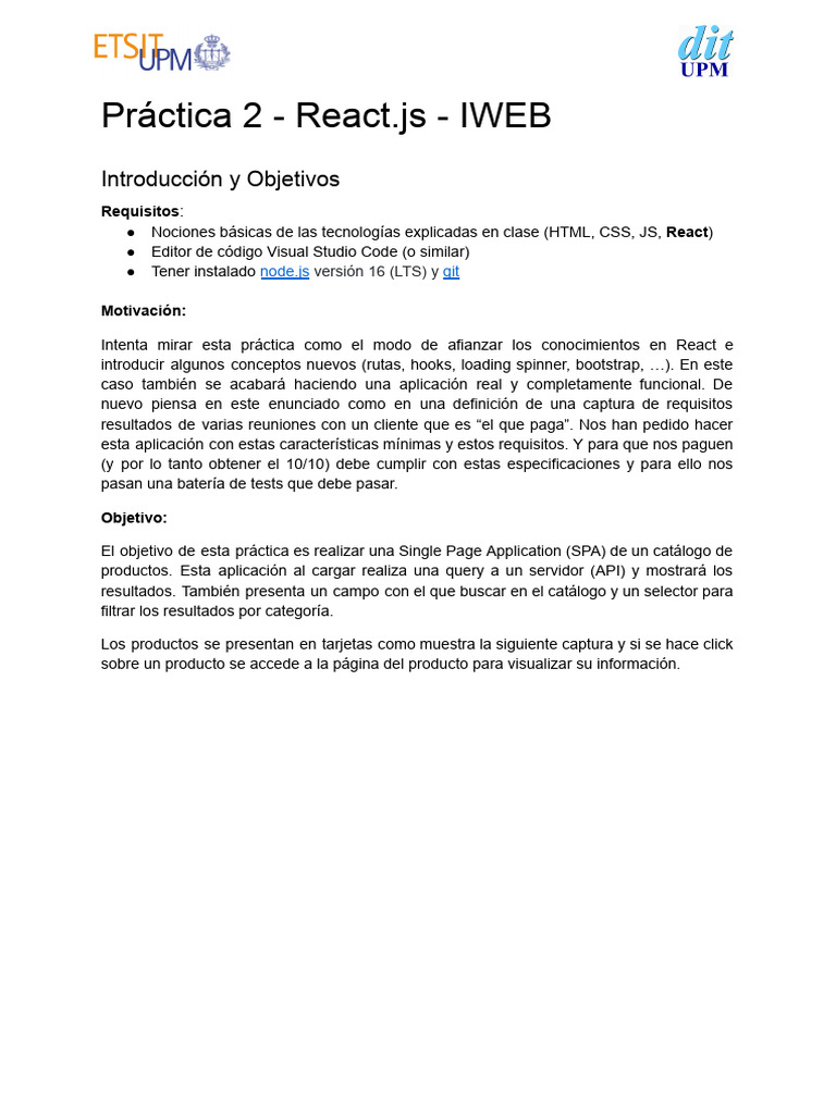 Práctica 2 React | PDF