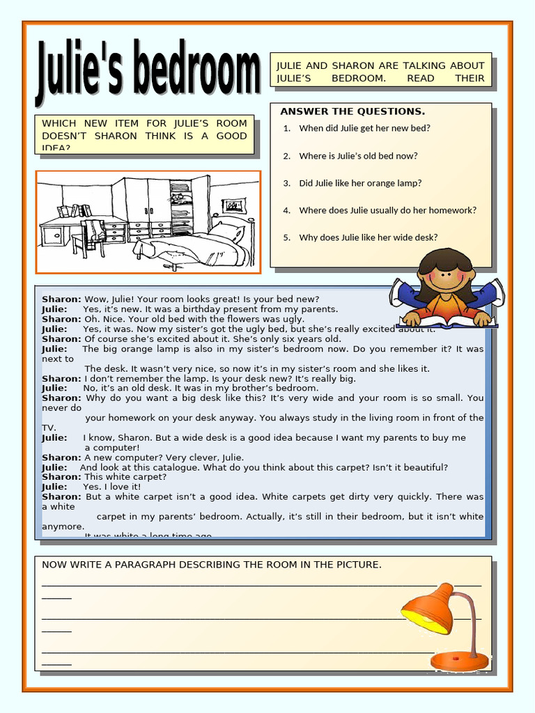Bedroom Conversation Topics Dialogs Picture Description | PDF