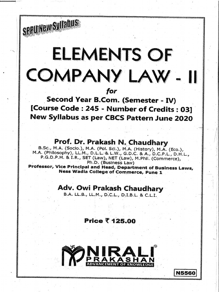 Elements of Company Law-II | PDF