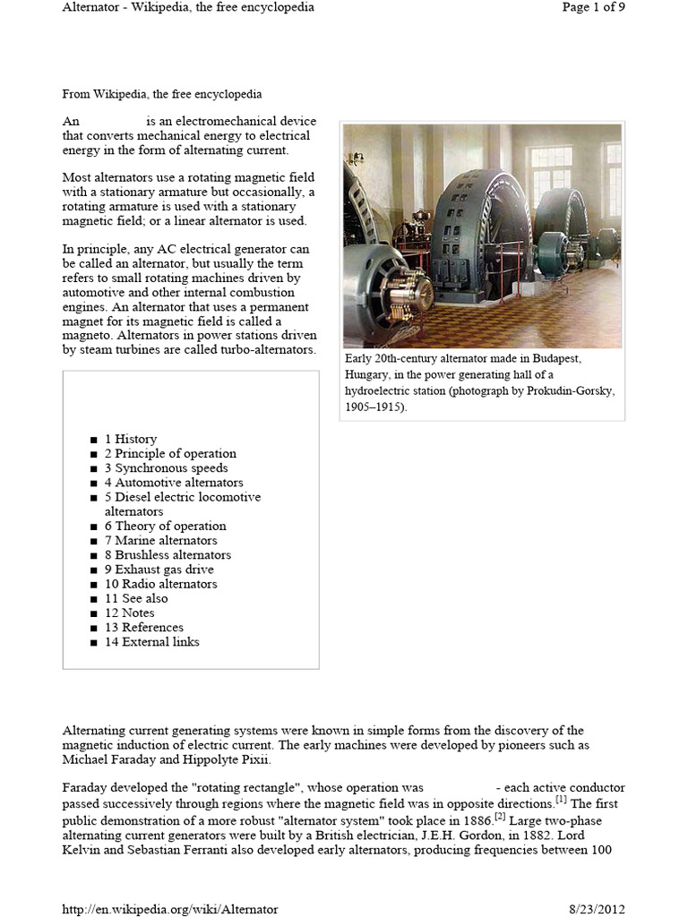 Alternator Genrator Pdf Electric Motor Electric Power
