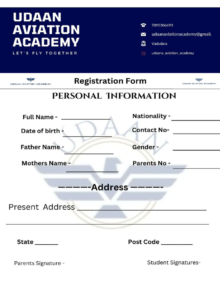 Registration Form UAA | PDF