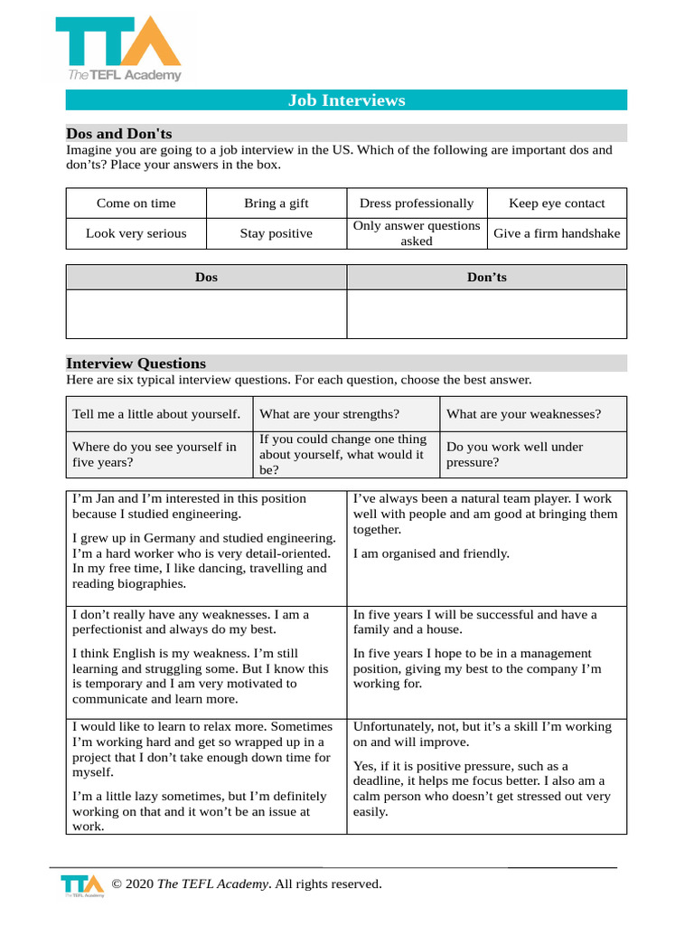 Job Interview Tips and Questions | PDF