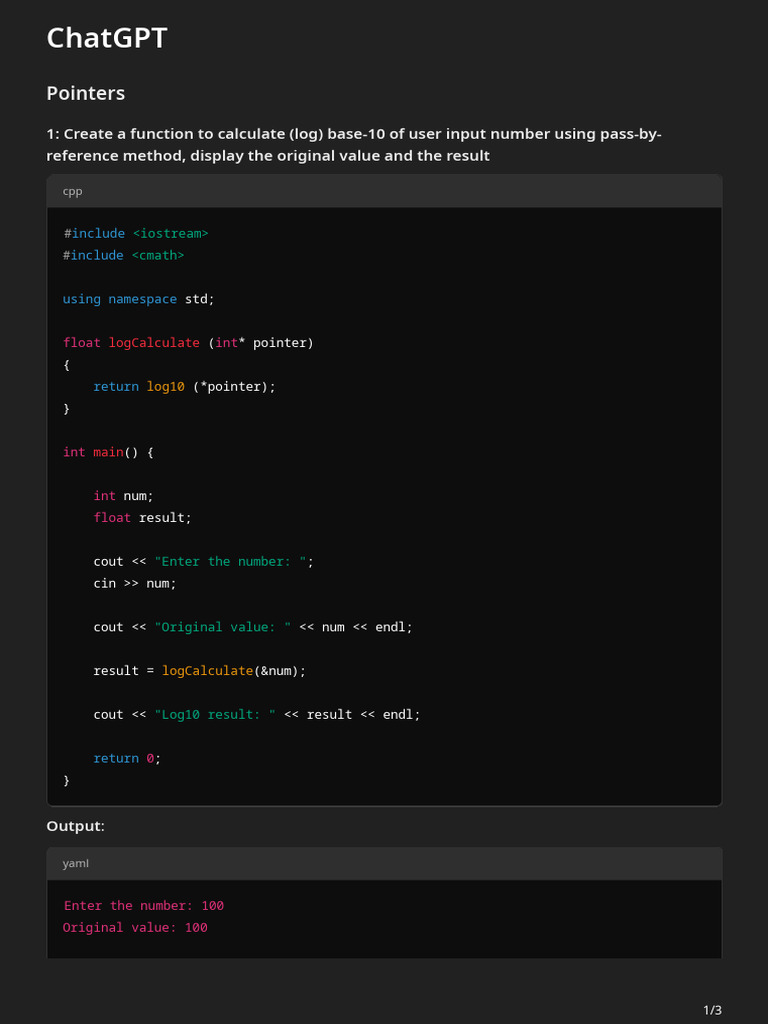 Pointers in C++ - Tow Exercises | PDF