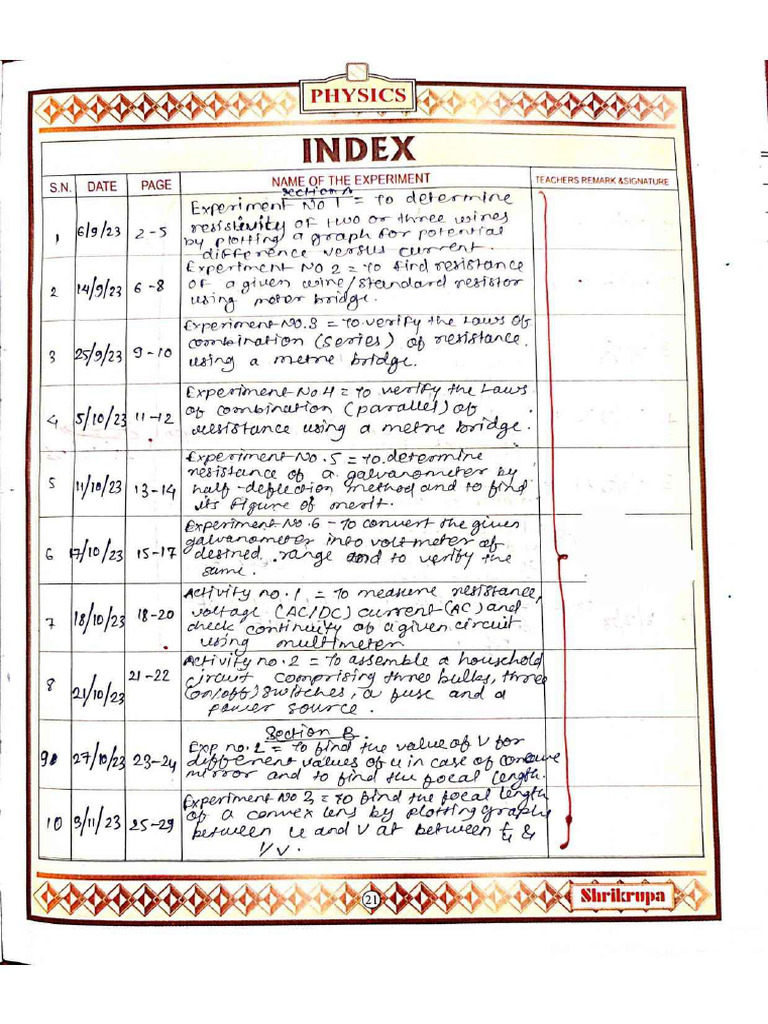 Class XII PHYSICS Practical Record | PDF