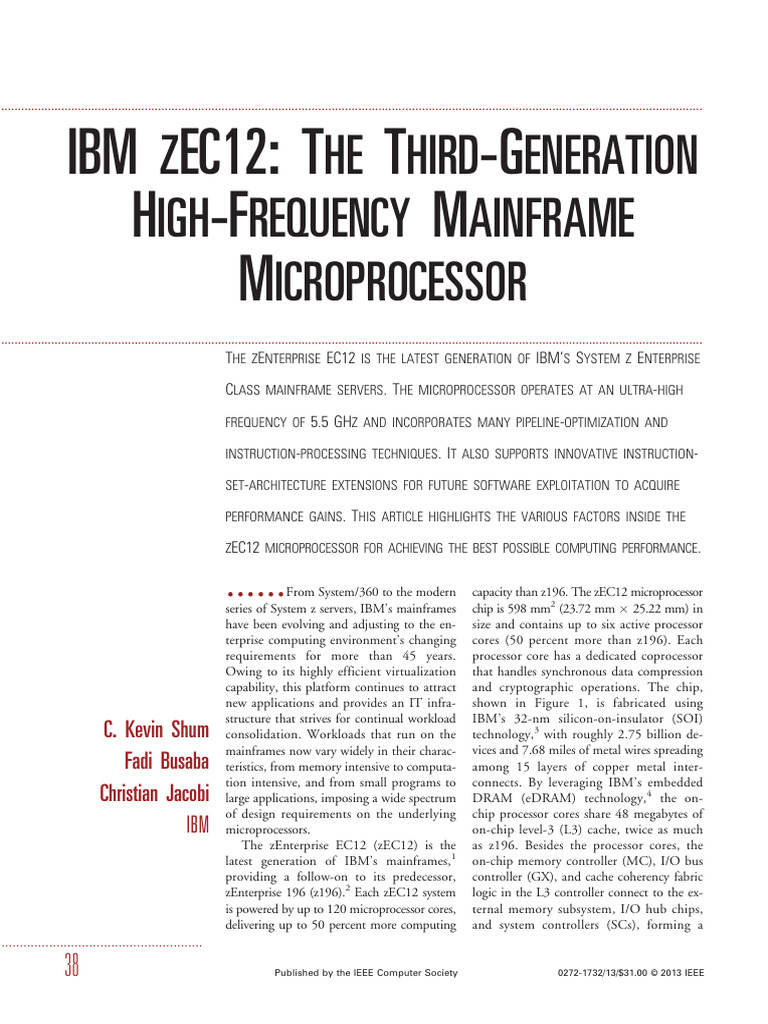 IBM zEC12: High-Frequency Mainframe Insights | PDF | Cpu Cache ...