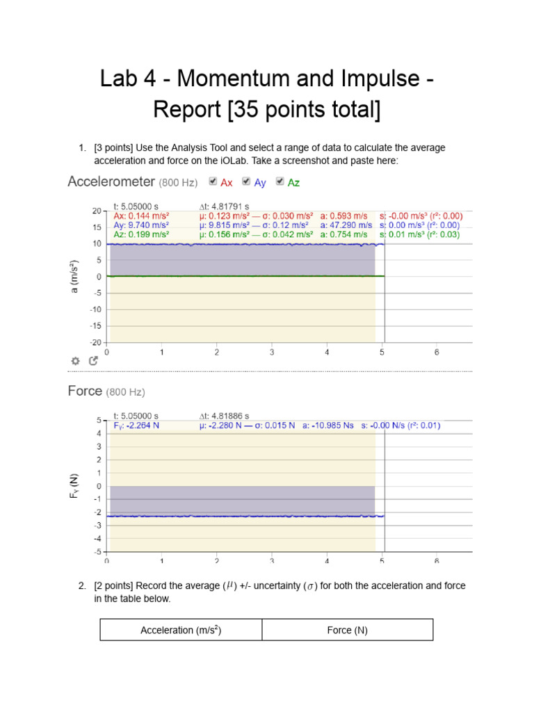 Lab 4 Momentum | PDF | Force | Momentum