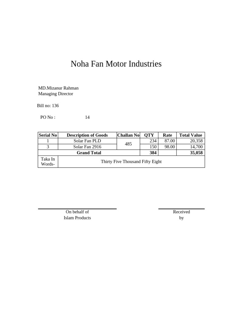 Noha Marketing Bill 136 | PDF