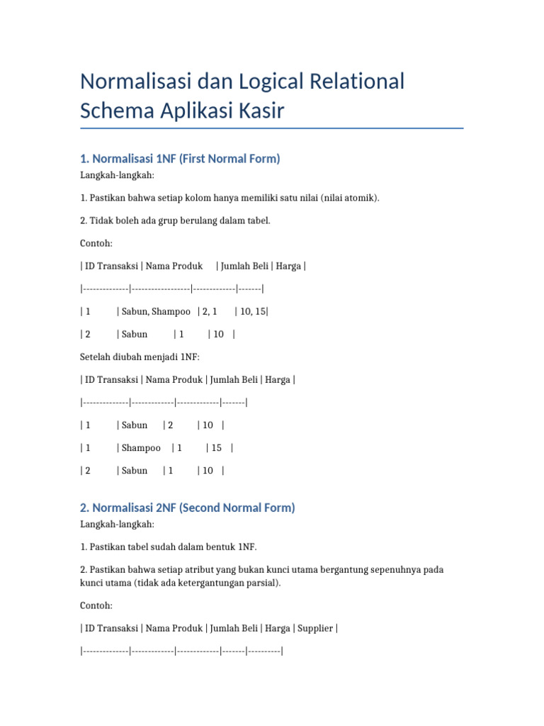 Normalisasi Dan LRS Aplikasi Kasir | PDF