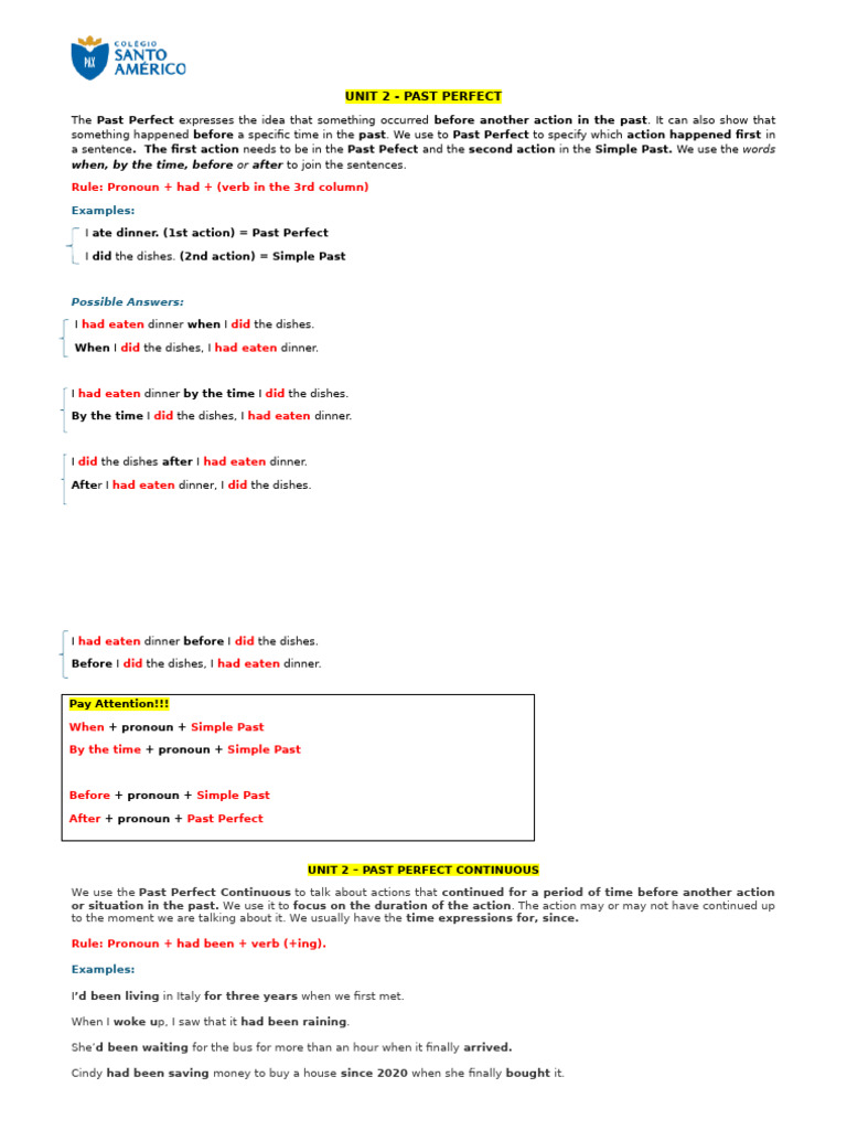 Past Perfect X Past Perfect Continuous (Explanation) | PDF