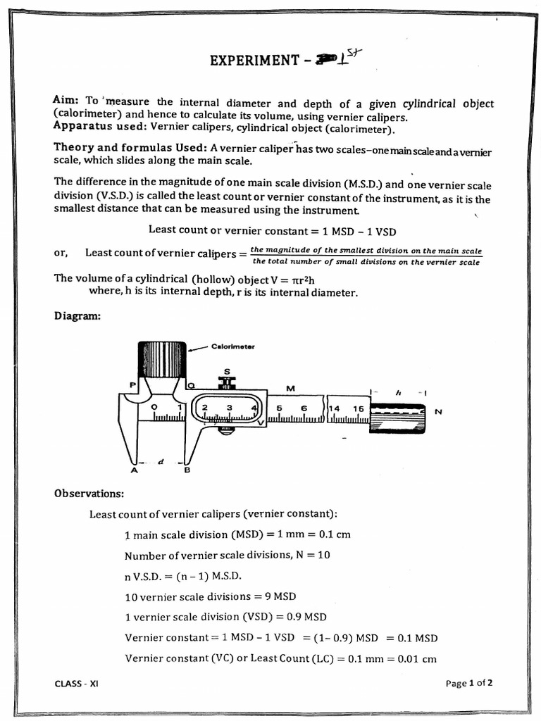 XI Physics Practical Manuals 1 To 7 | PDF
