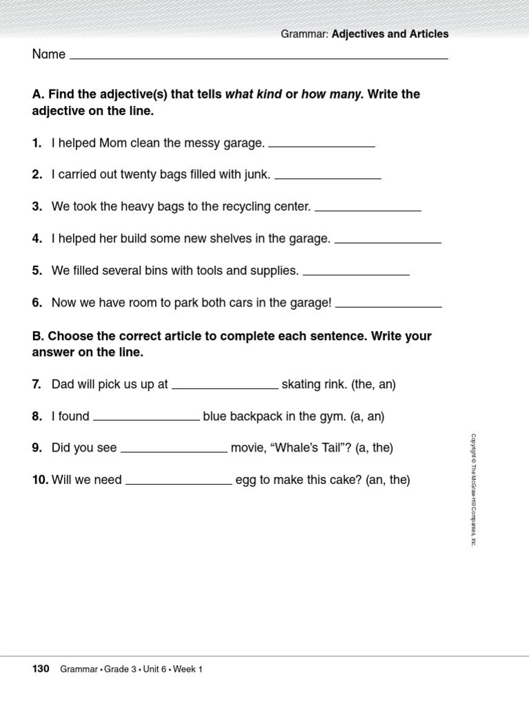 Wonders Grammar Reproducibles Grade 3 - 138 | PDF