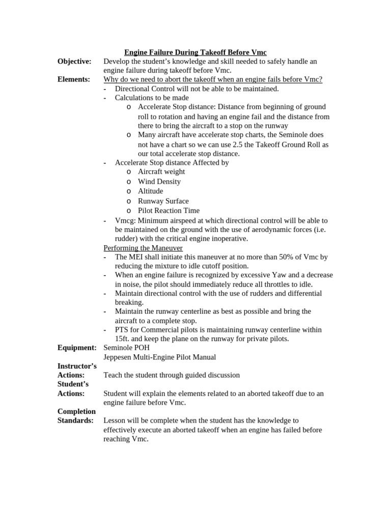Engine Failure During Takeoff Before Vmc | PDF | Takeoff | Runway Engine Failure During Takeoff Before Vmc | PDF | Takeoff | Runway