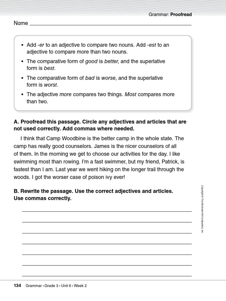 Wonders Grammar Reproducibles Grade 3 - 142 | PDF