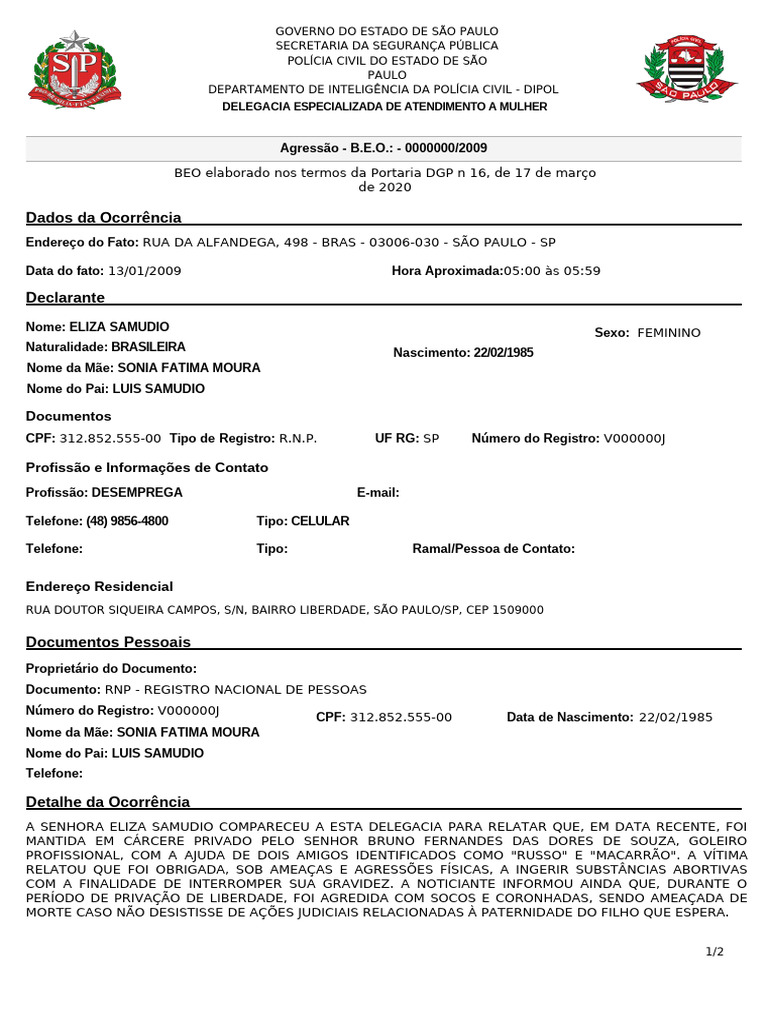 Boletim-de-Ocorrencia Modelo | PDF