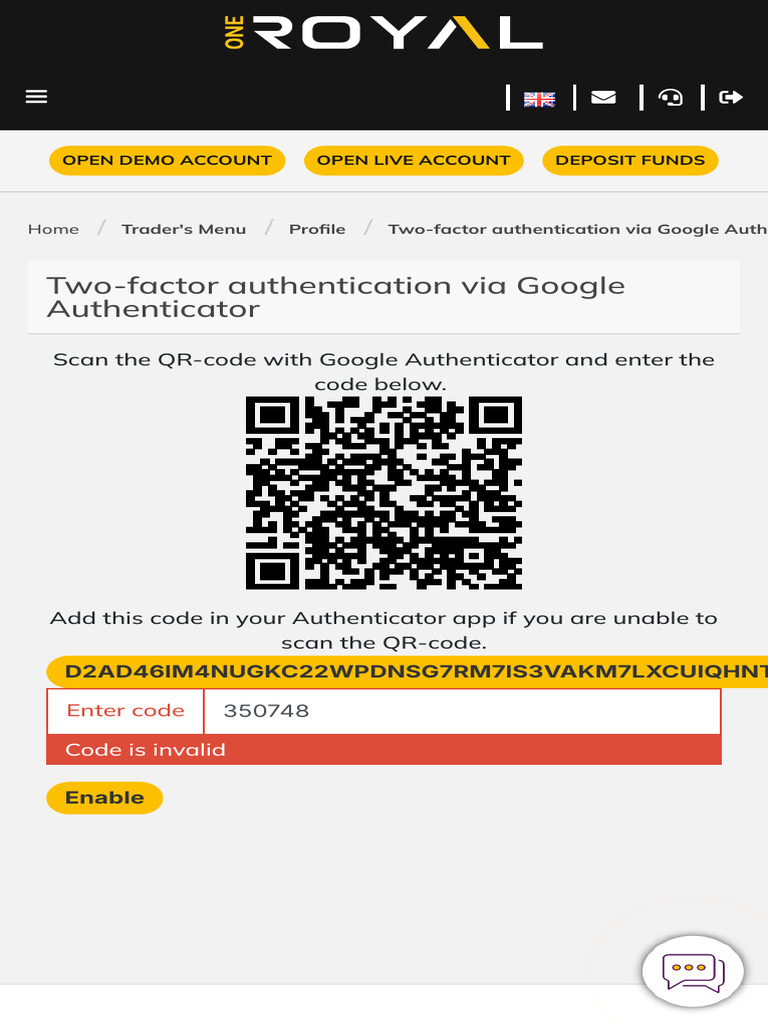 OneRoyal Global Two-Factor Authentication Via Google Authenticator | PDF